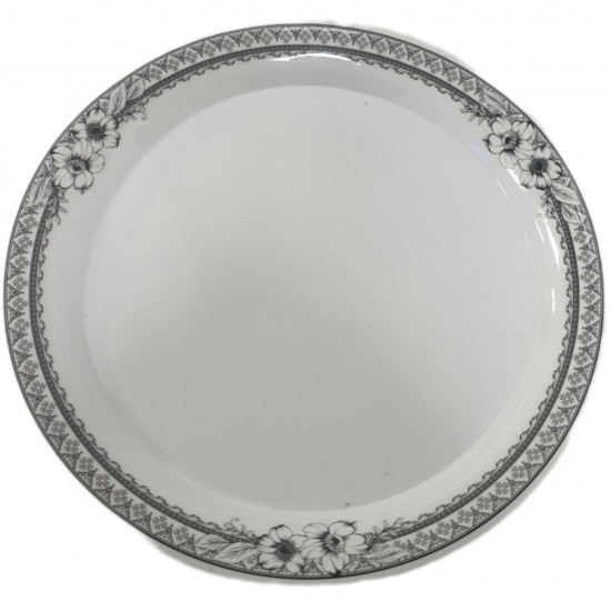 MELAMINE 12 INCH ROUND PLATTER BLACK PRINT